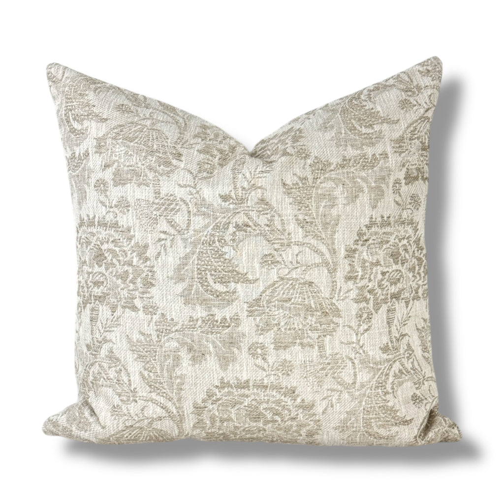Charlotte | Beige natural woven floral pillow | 22" cover. – Oliver and ...