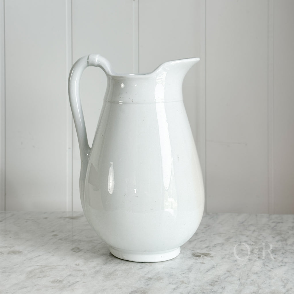 Antique white Ironstone pitcher- J &G Meakin – Oliver and Rust