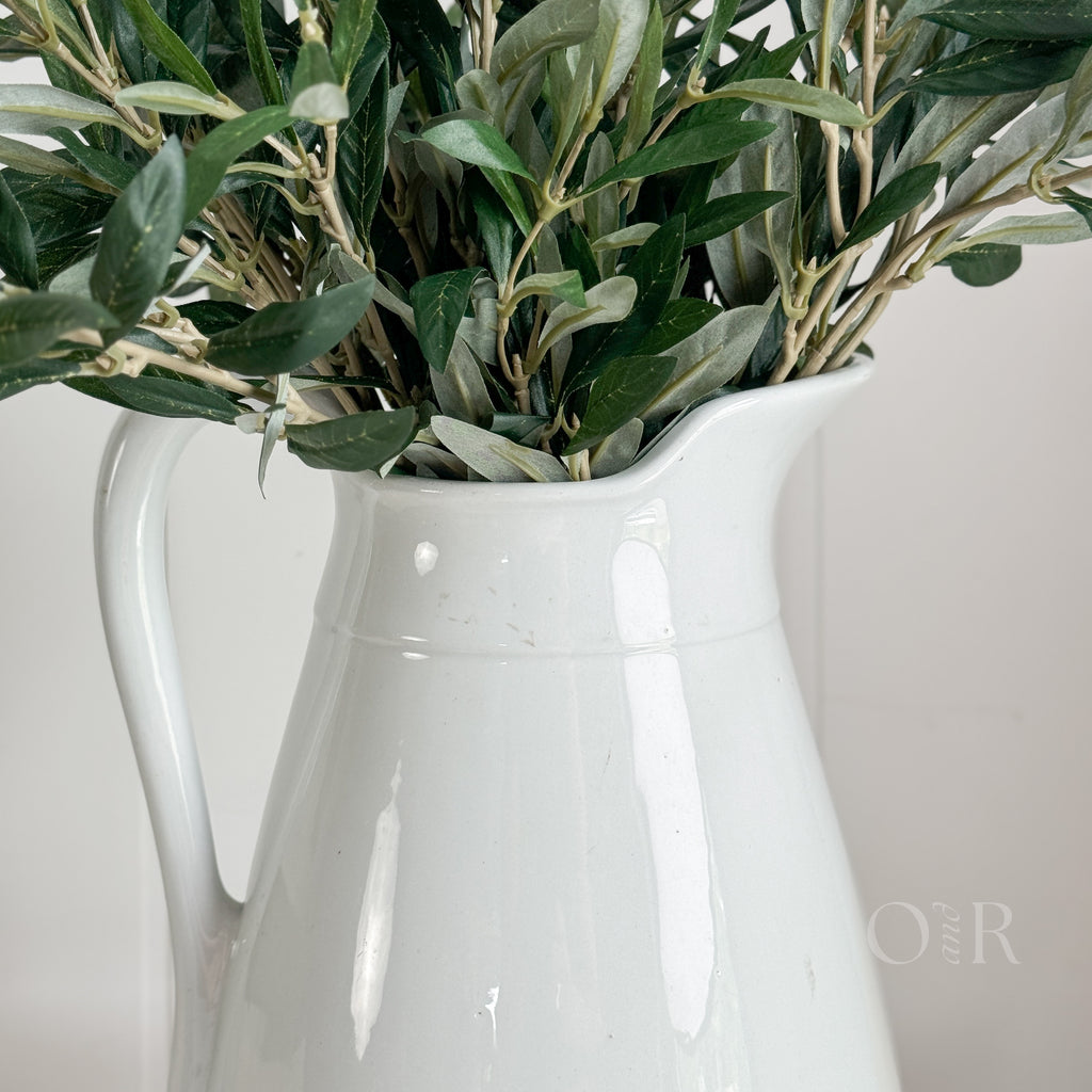 Antique white Ironstone pitcher- J &G Meakin – Oliver and Rust