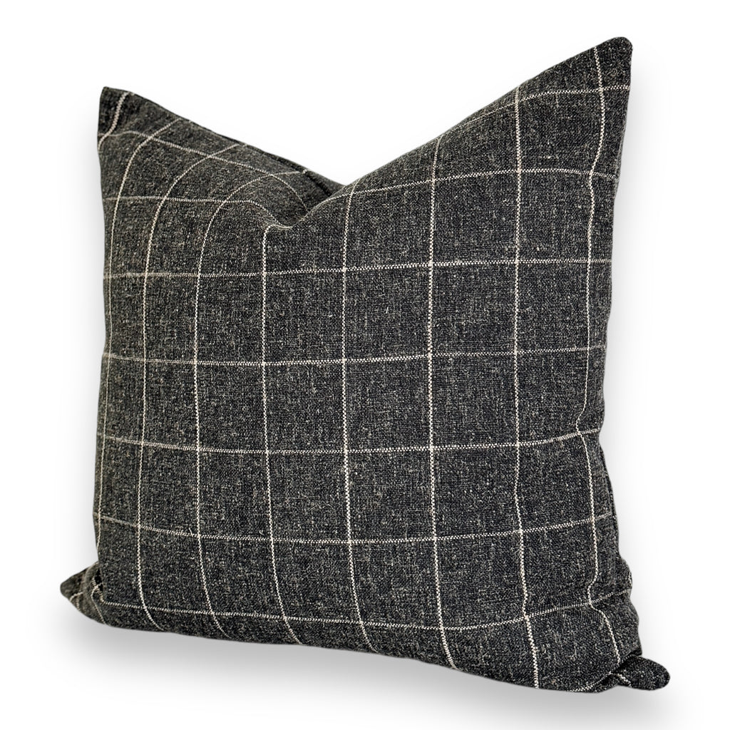 Dax | Charcoal grey windowpane plaid pillow cover - multiple sizes ...